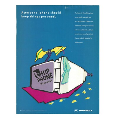 Motorola Flip Phone Print Ad 1995 Telephone Communications Vintage 90s ...