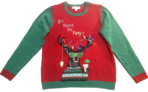 Jolly Sweaters Christmas Ugly Sweater Men Large Red "Bro Where’s The ...