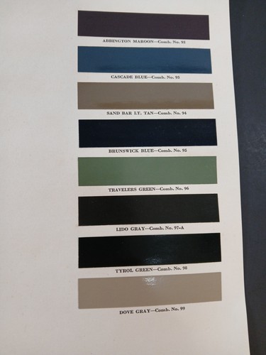 1939 NASH - Lafayette Car Paint Color Chip Chart Sheet Sherwin-Williams ...