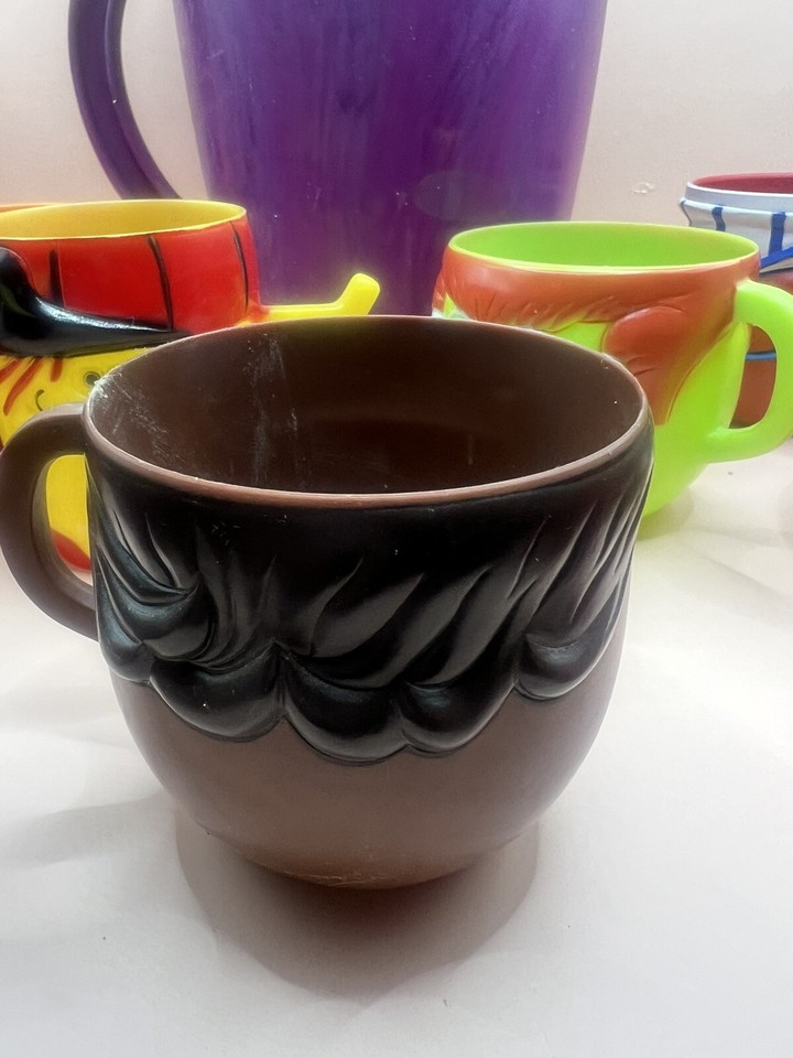 Pillsbury FUNNY FACE Set NINE MUGS & GOOFY GRAPE Pitcher W/ CHUG A LUG ...