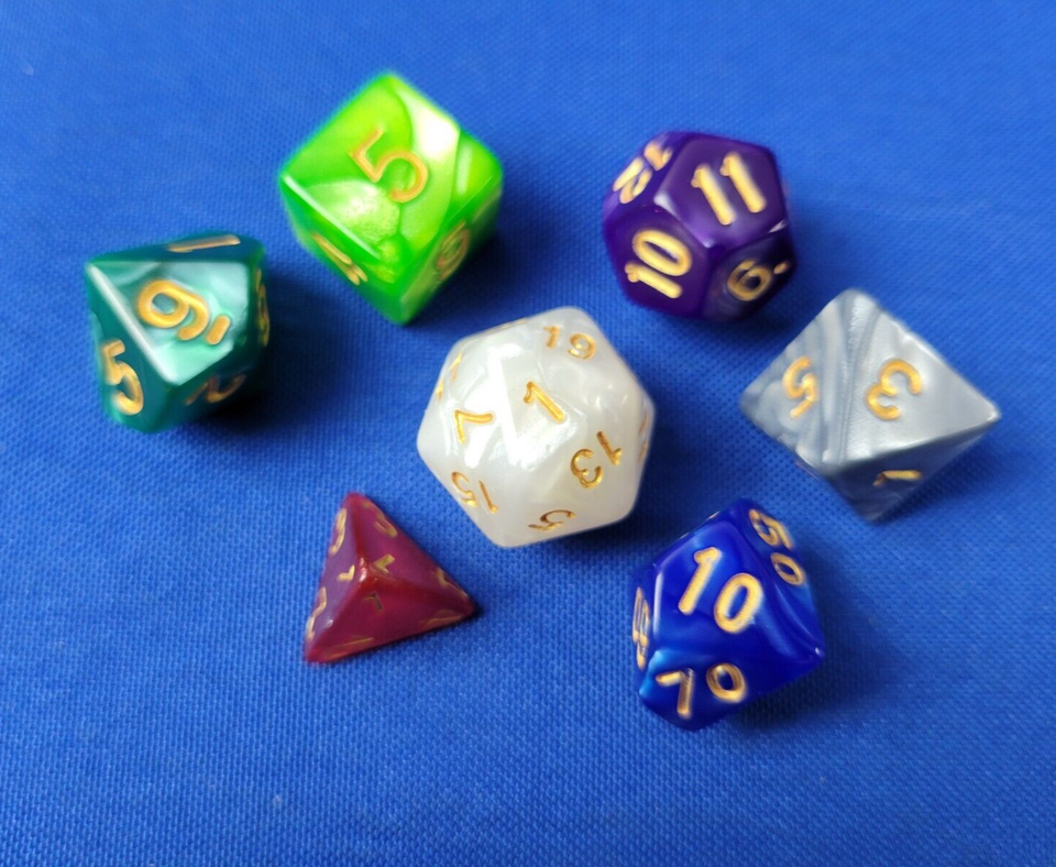 7 Piece Polyhedral Marble Dice Set - Dungeons and Dragons AD&D | eBay