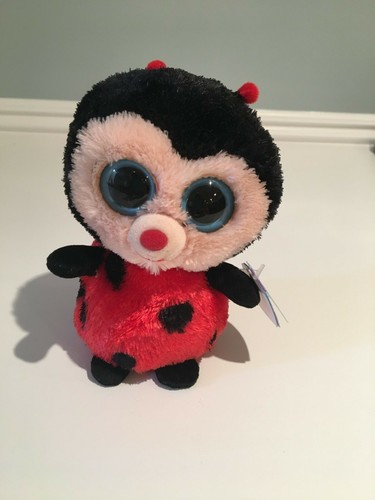 TY Beanie Boo Bugsy 6" Ladybug Red with Blue Solid Eyes Stuffed Plush w ...