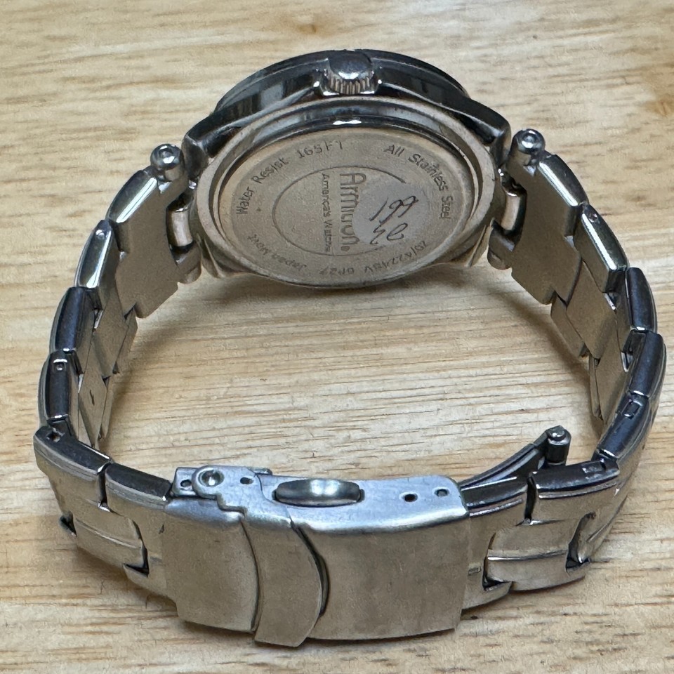 Armitron Quartz Watch 20/4224SV Men 50m Steel Fixed Bezel Day Date New ...