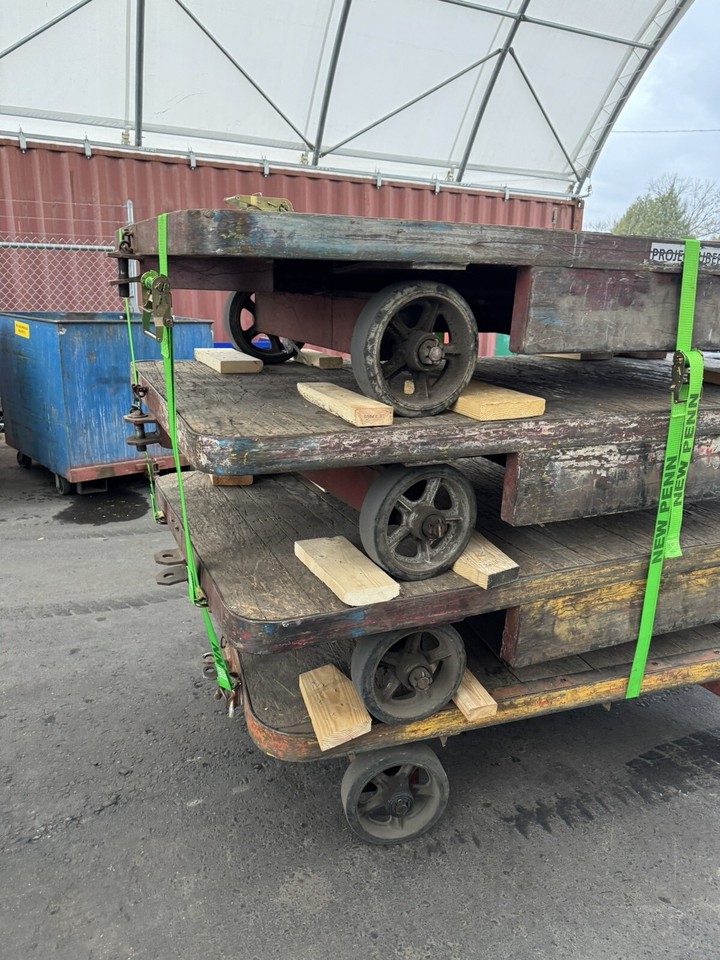 Vintage Industrial 4 wheel Wagon, Towable Utility Cart, Warehouse ...