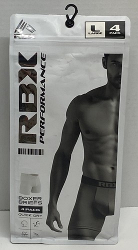 4-Pack RBX Performance (Mens Size L) Active Boxer Briefs, Gray/Purple ...