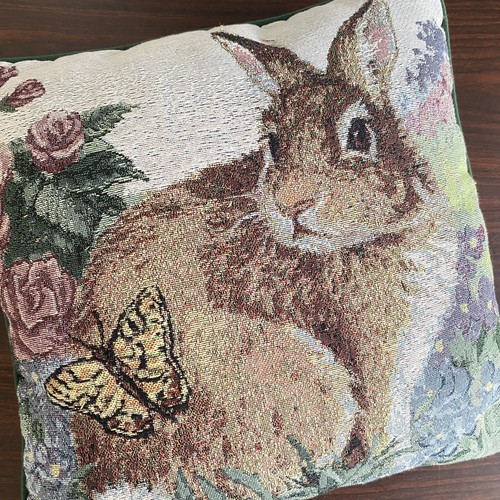 Rabbit Tapestry Pillow Floral Linda Pickens Bunny Butterfly Throw ...