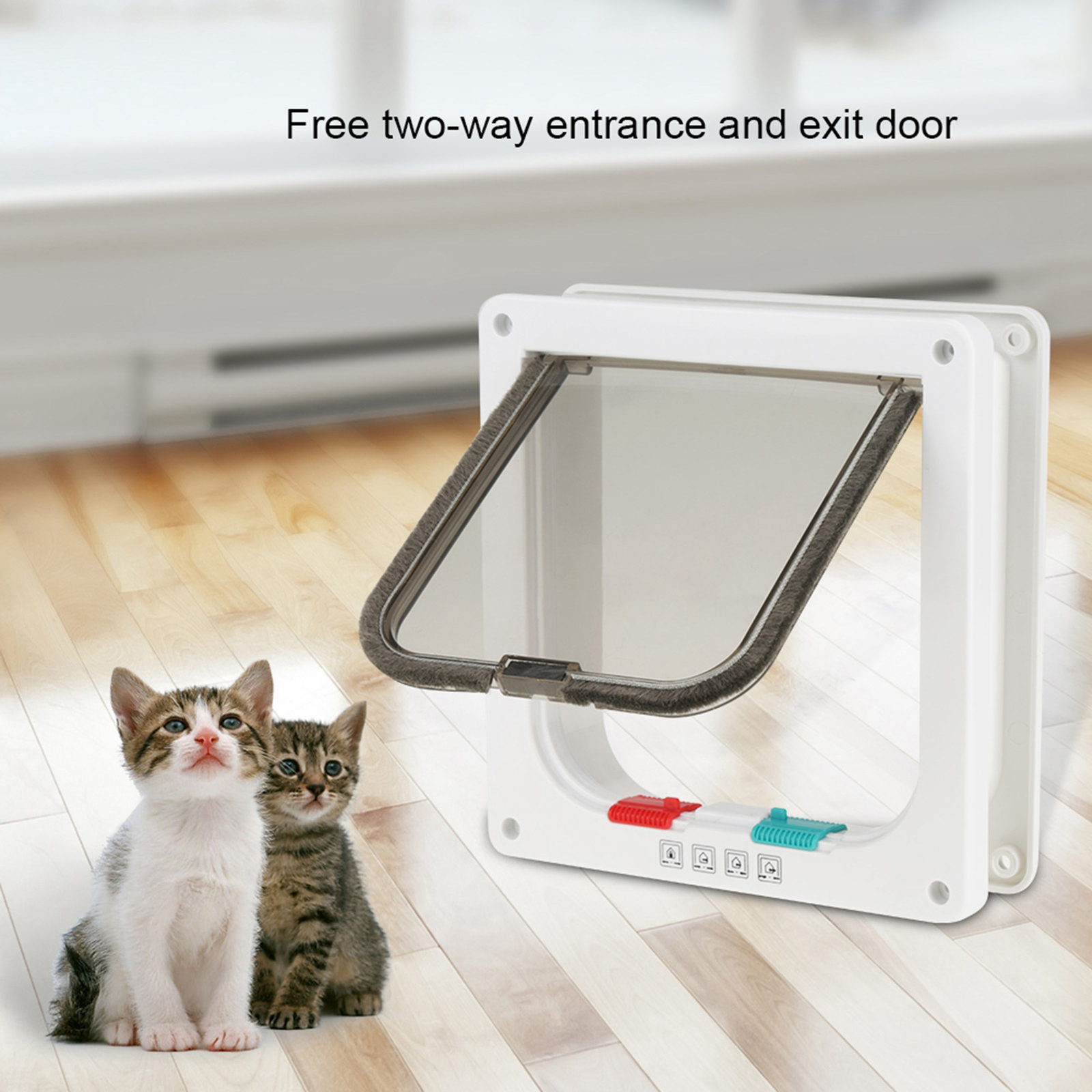 L 4 Way Lockable Pet Cat Small Dog Flap Door For Pet Care ND2 | eBay ...