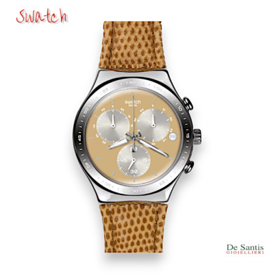 Swatch Unisex Quartz Watch Sand Dune YCS582 Lizard Chronograph | eBay