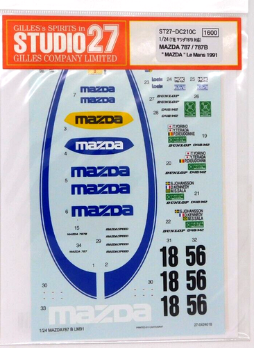 Decal Studio27 Mazda 787 787B Le Mans 1991 #18 56 1:24 DC210C Race Car ...