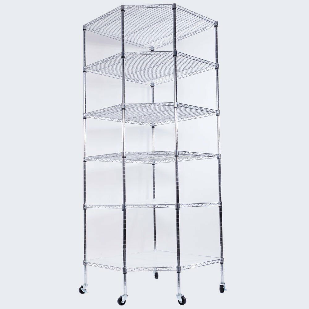 Heavy Duty 6ft Steel 6Tier Corner Shelf Garage Home Storage Shelving ...
