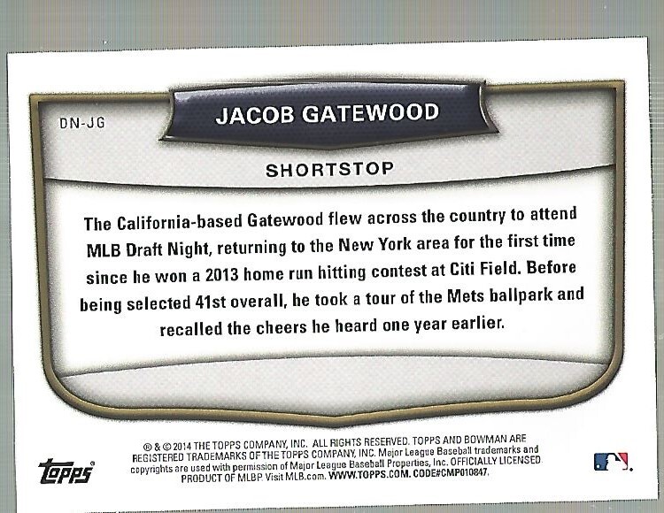 2014 Bowman Draft Draft Night #DNJG Jacob Gatewood - NM-MT | eBay