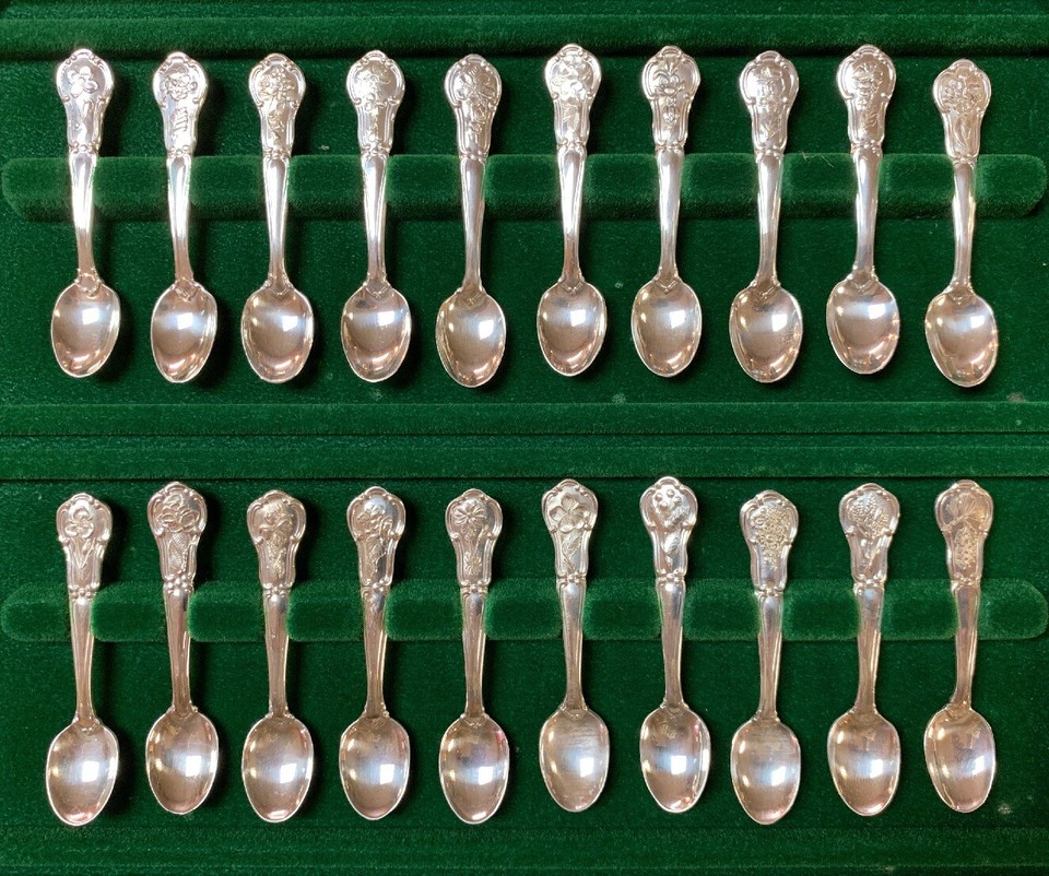 Franklin Mint 50 STATE FLOWER Sterling Silver Miniatures Mini Spoons ...
