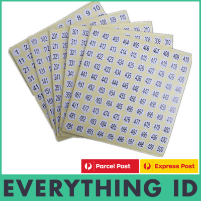1 to 500 STICKY NUMBERED LABELS SELF ADHESIVE ROUND 1-500 STICKERS ...