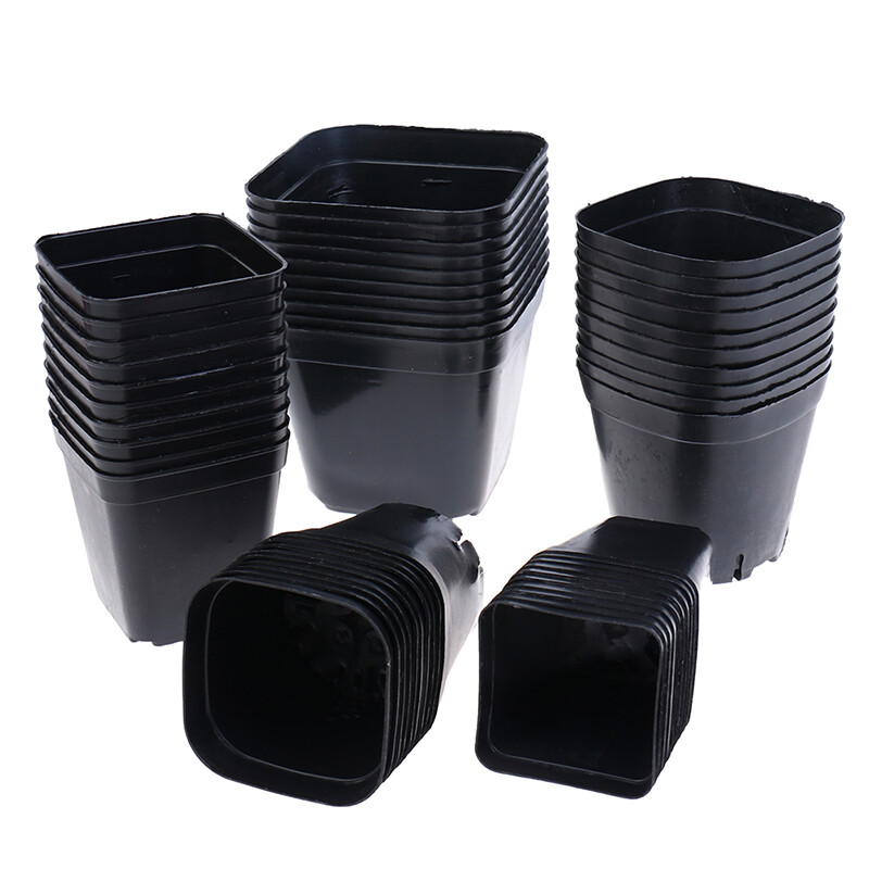 10pc Black Flower Pots Plastic Pots Small Square Pots for Succulent ...