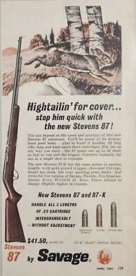 1961 Print Ad Stevens 87 Automatic .22 Rifles Savage Arms Westfield,MA ...