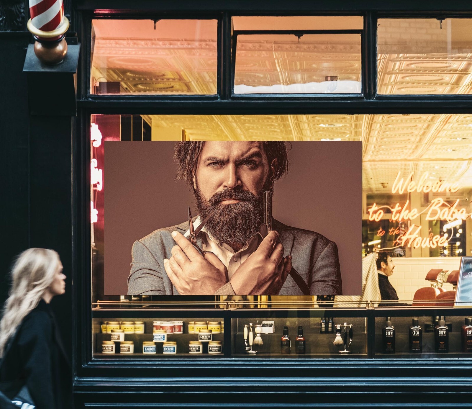 3D Man Hair Cut O274 Barber Shop Window Stickers Vinyl Wallpaper Wall ...