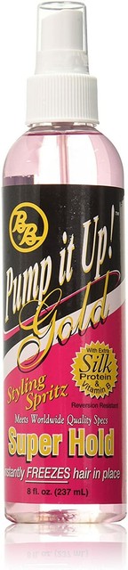 BB Pump It up Gold 8oz Spray Super Hold Styling Spritz Finishing Shape ...