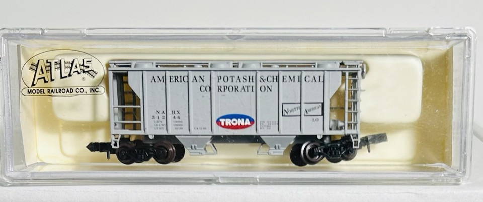 N SCALE ATLAS #3158 AMERICAN POTASH 2-BAY PS-2 COVERED HOPPER CAR #NAHX ...