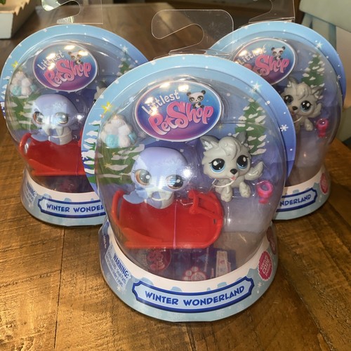Littlest Pet Shop Winter Wonderland Series 1 G7 #17 #20 Wolf Snow Globe ...
