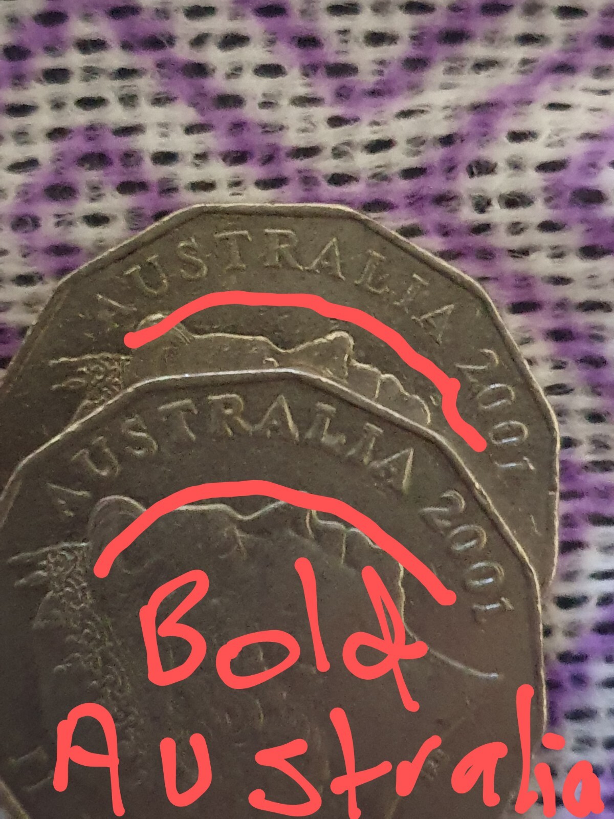 Error rare 50 Cent Coin2001 bold Australia lettering —Centenary of ...