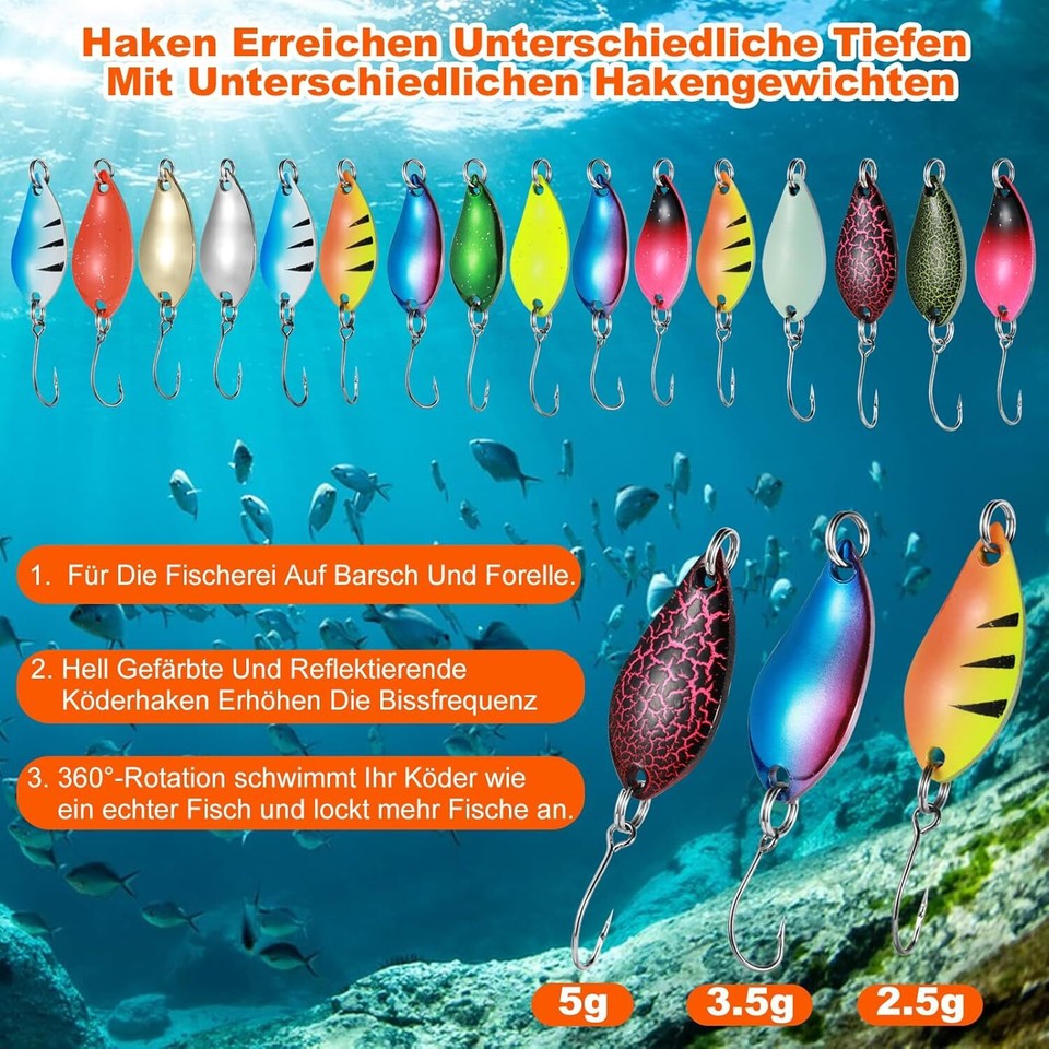 16pcs Spoon Spinner Fishing Set Trout Spoons Mit Tasche Barsch ...