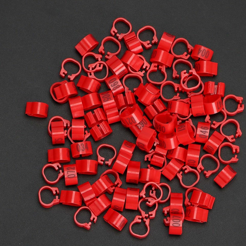 100PCS Bird Rings Leg Bands For Pigeon Parrot Clip Rings Number 1-100 ...