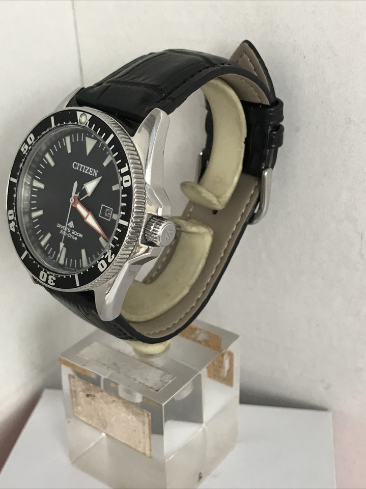 Citizen Men’s Eco Drive Promaster Divers Date Display Black Leather ...