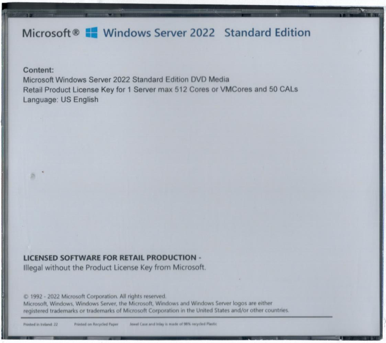 Windows Server 2022 Standard Edition with 50 CALs. Retail License ...
