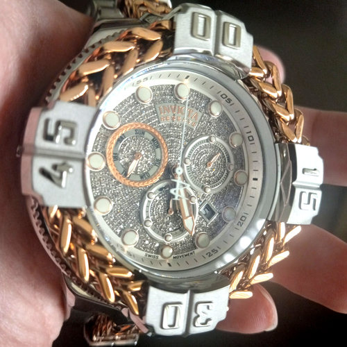 INVICTA 1.64 CTW DIAMOND GLADIATOR SPARTICUS 59mm SILVER ROSE MEN'S ...