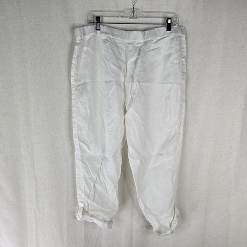 J Jill Pure Womens Large Petite White Linen Capri Convertible Long ...