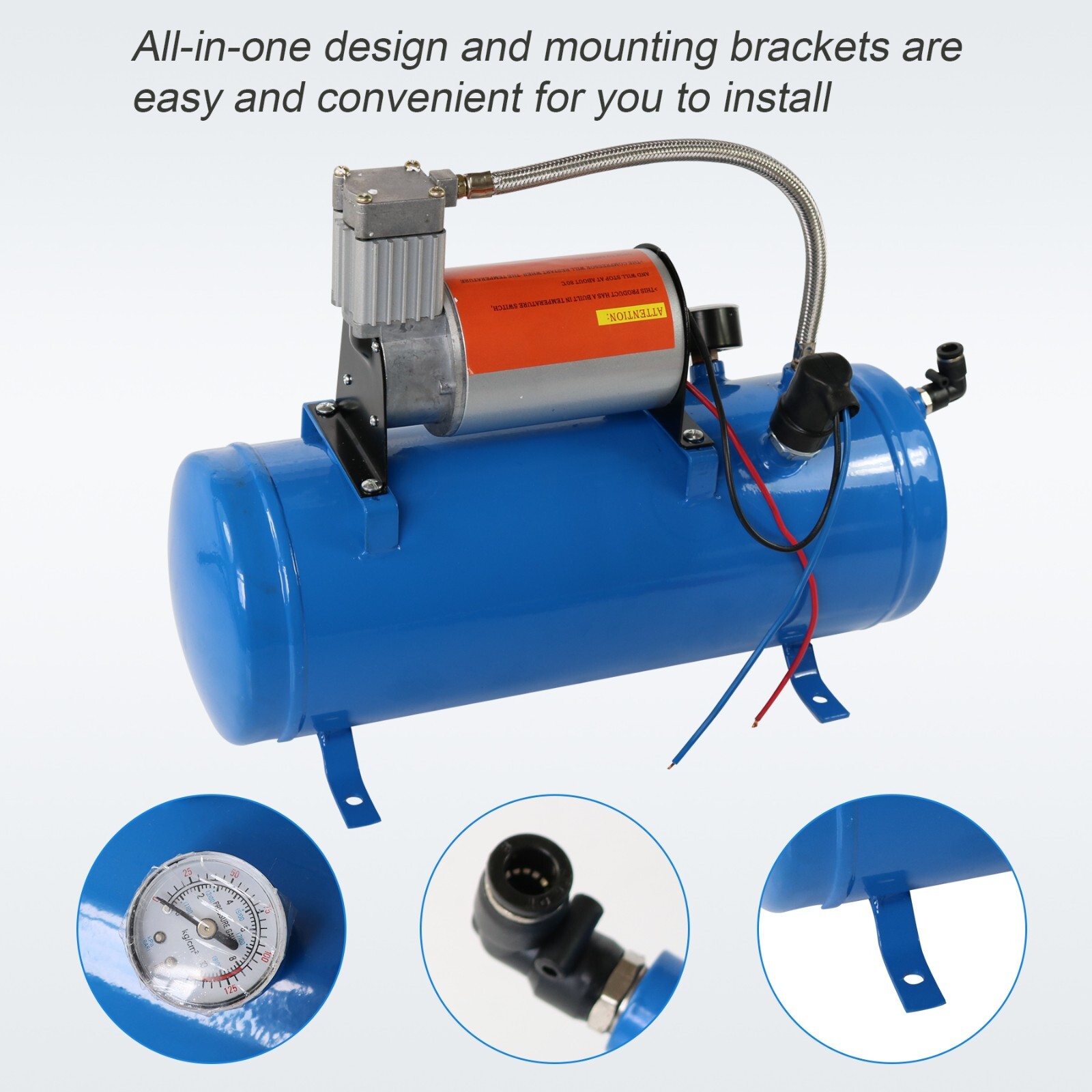 12V Air Compressor With 6 Liter Tank 150PSI DC For Train Truck RV ...