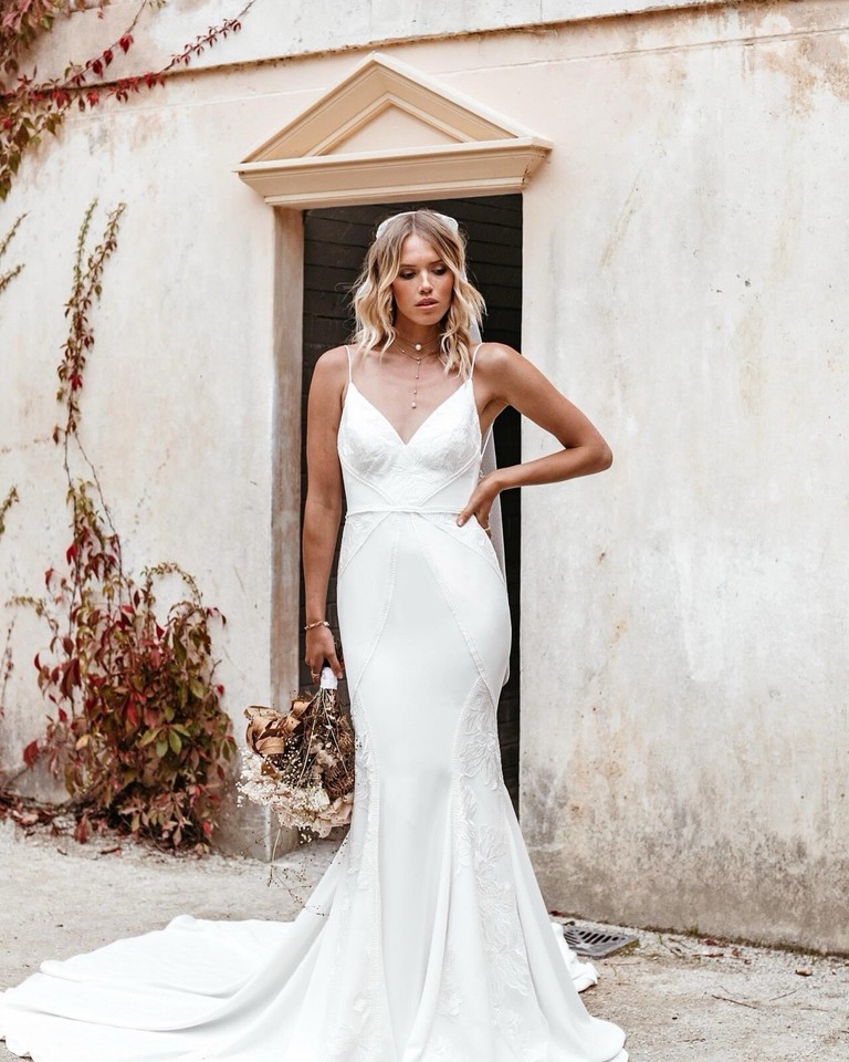 Lovers Society Wedding Dress Size 12 Designer RRP £2100 Boho Low Back ...