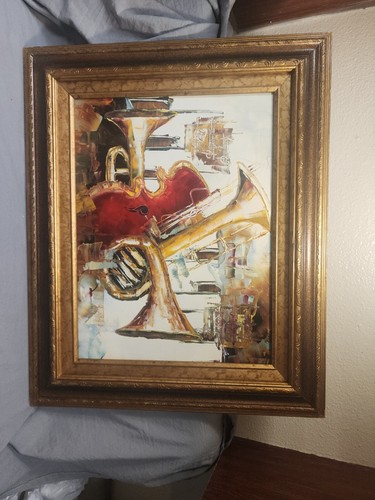 R. Wilcox Oil on Canvas Painting Signed 22" x 18" Band/ Instruments | eBay