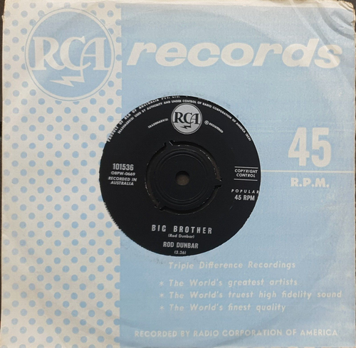 Rod Dunbar - Big Brother 7" Single 1963 RCA Australia 101536 Ellie ...