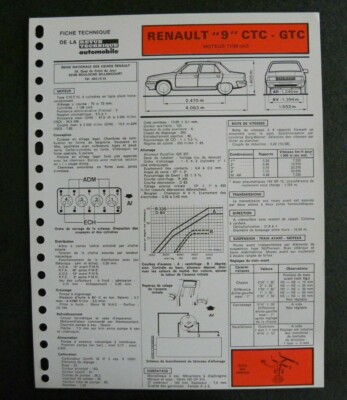 Fiche technique automobile RENAULT 9 CTC - GTC | eBay