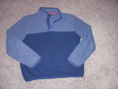 J CREW blue gray snap button neck Fleece Pullover men's Medium | eBay