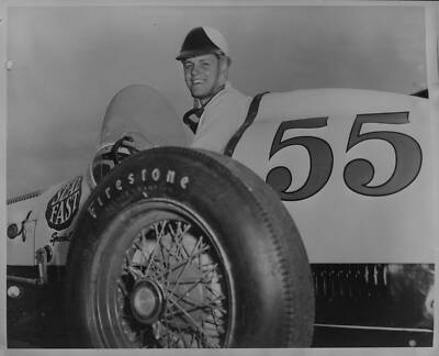 Troy Ruttman sits in the #55 Bowes Seal Fast Special on the tra 1950 ...
