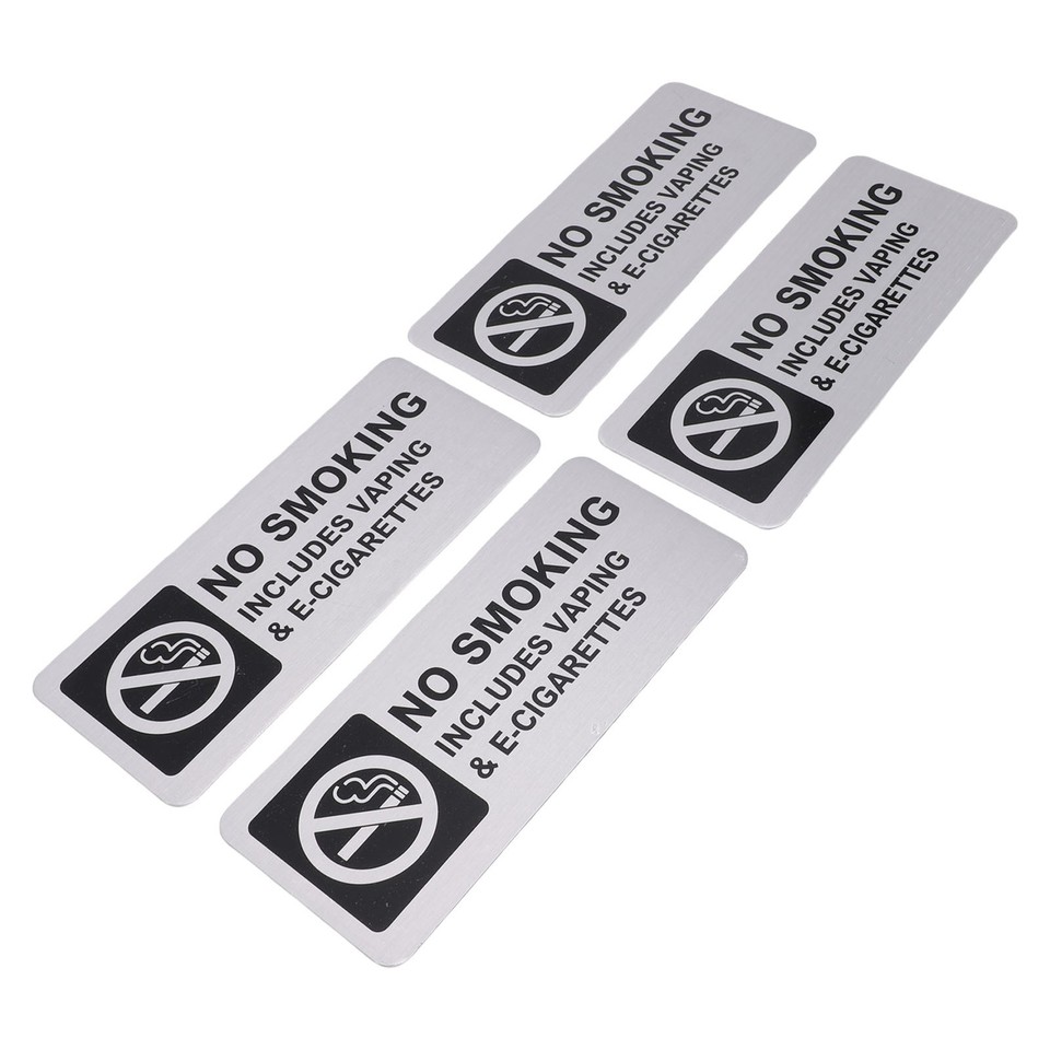 No Smoking Signs 4 Pack Self Adhesive Aluminum No Vaping Warning Labels ...