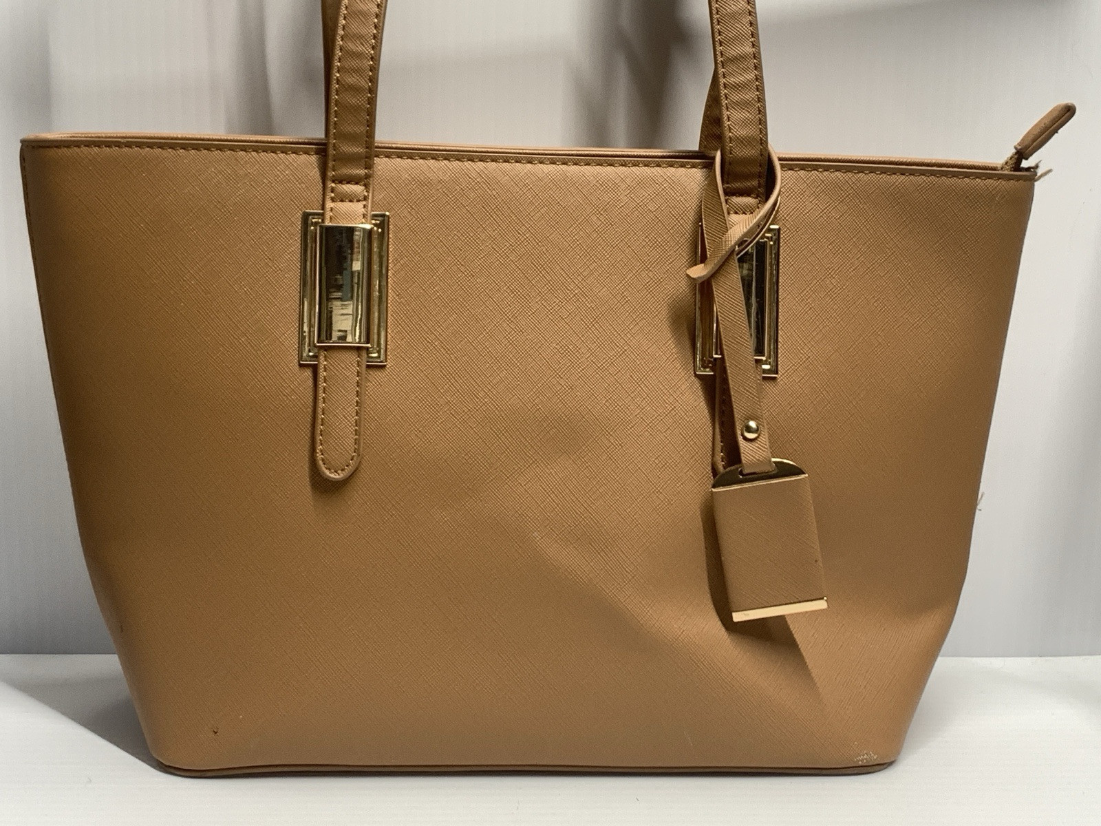 Miztique Vegan Leather Caramel Handbag Purse Tote - Gem