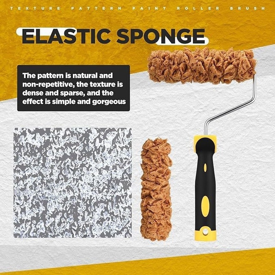 3 Piece 6 Inch Texture Sponge Roller Brush Kit for Interior and ...