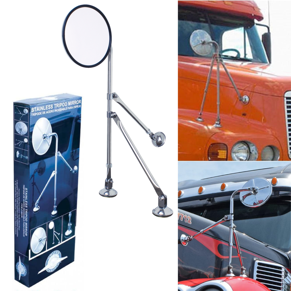 United Pacific 8.5" Stainless Steel Tripod Fender Hood Mount Convex ...