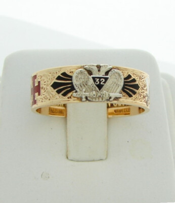 VINTAGE SCOTTISH RITE 32nd DEGREE ENAMELED MASONIC RING WEDDING BAND | eBay