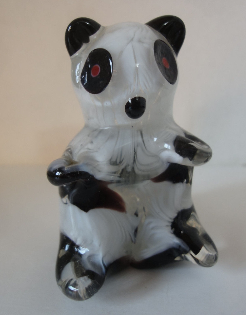 Panda Bear Blown Glass Panda Bear Figurine | eBay