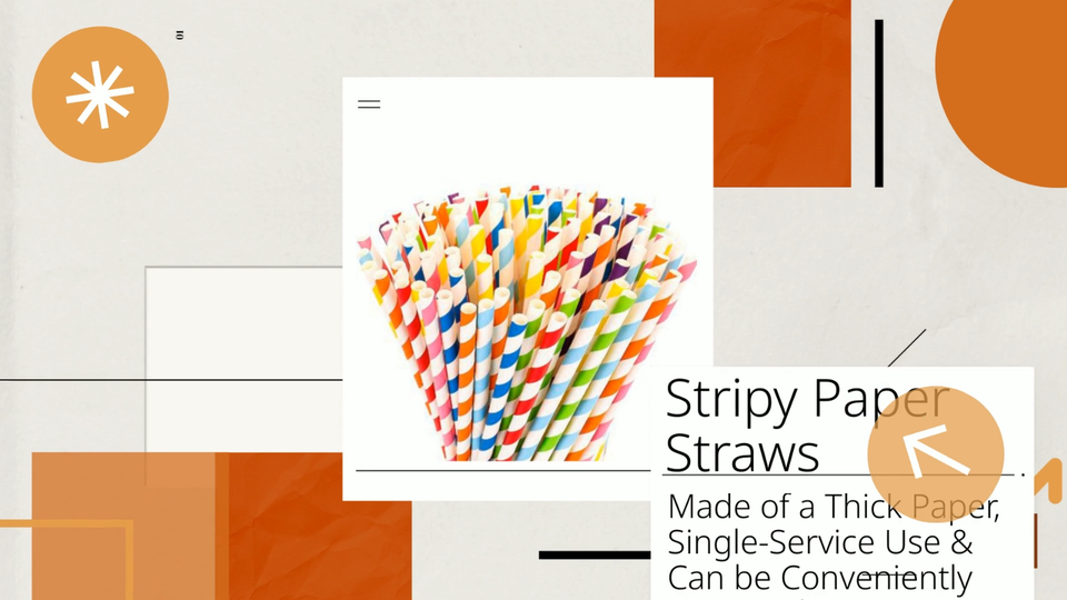 Disposable Paper Straws 8" | Eco Friendly Biodegradable Stripy Drinking ...