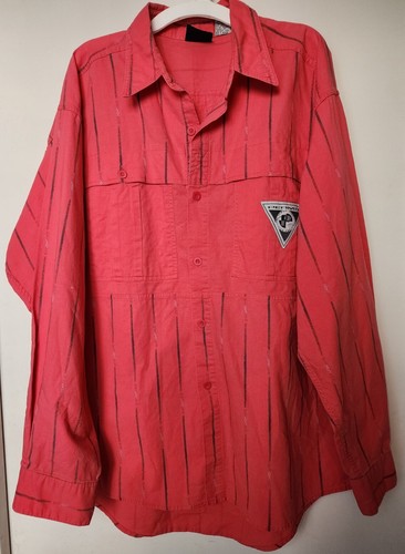 Vintage 90s Permit Striped Shirt Size XL Mens Long Sleeve Red Pink ...