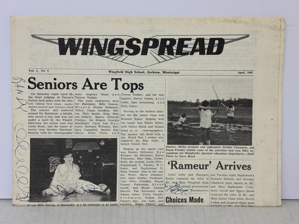 Vintage LOT of 7 - WINGFIELD HIGH SCHOOL Jackson Mississippi Newspapers ...