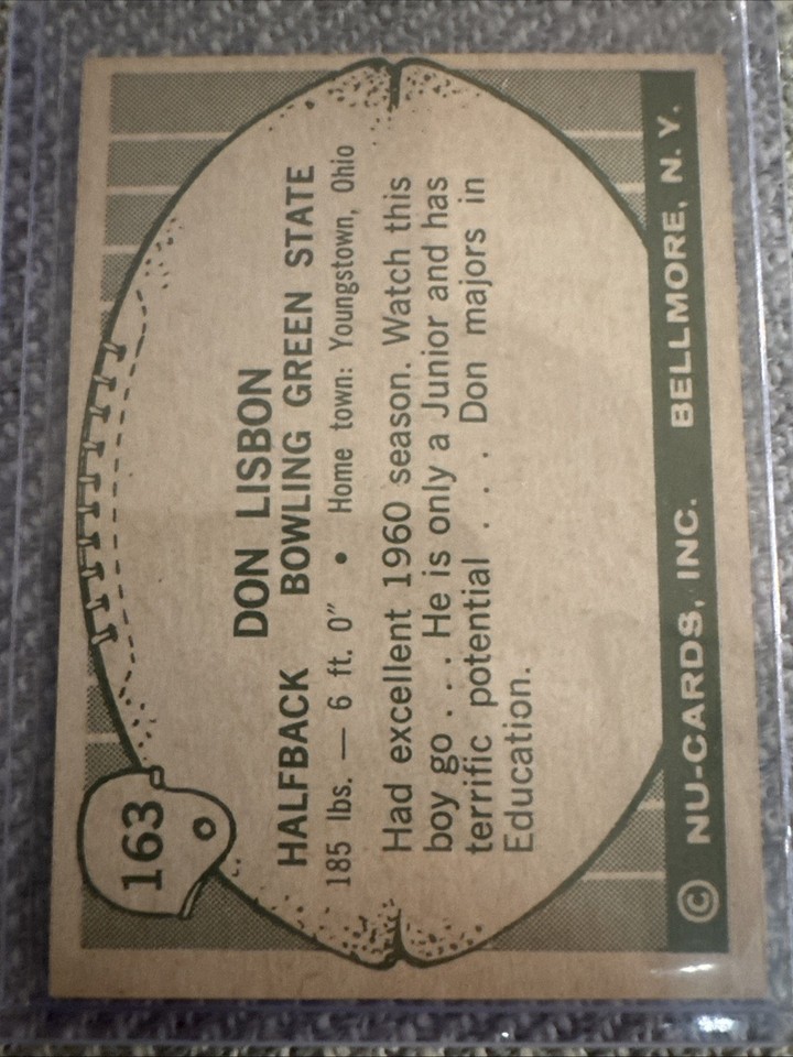 1961 Nu-Card Set-Break #163 Don Lisbon NM-MT OR BETTER *GMCARDS* | eBay