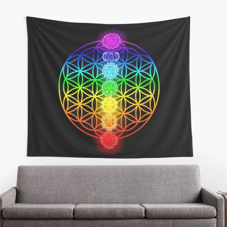 Sacred Geometry Wall Tapestry chakra wall art chakra tapestry spiritual ...