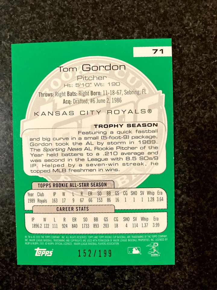 2005 Topps Rookie Cup Green /199 Tom Gordon #71 B17 | eBay