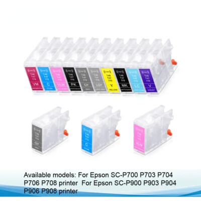 10pc For EPSON SC-P700 P700 P900 P708 P908 Refill ink cartridge without ...